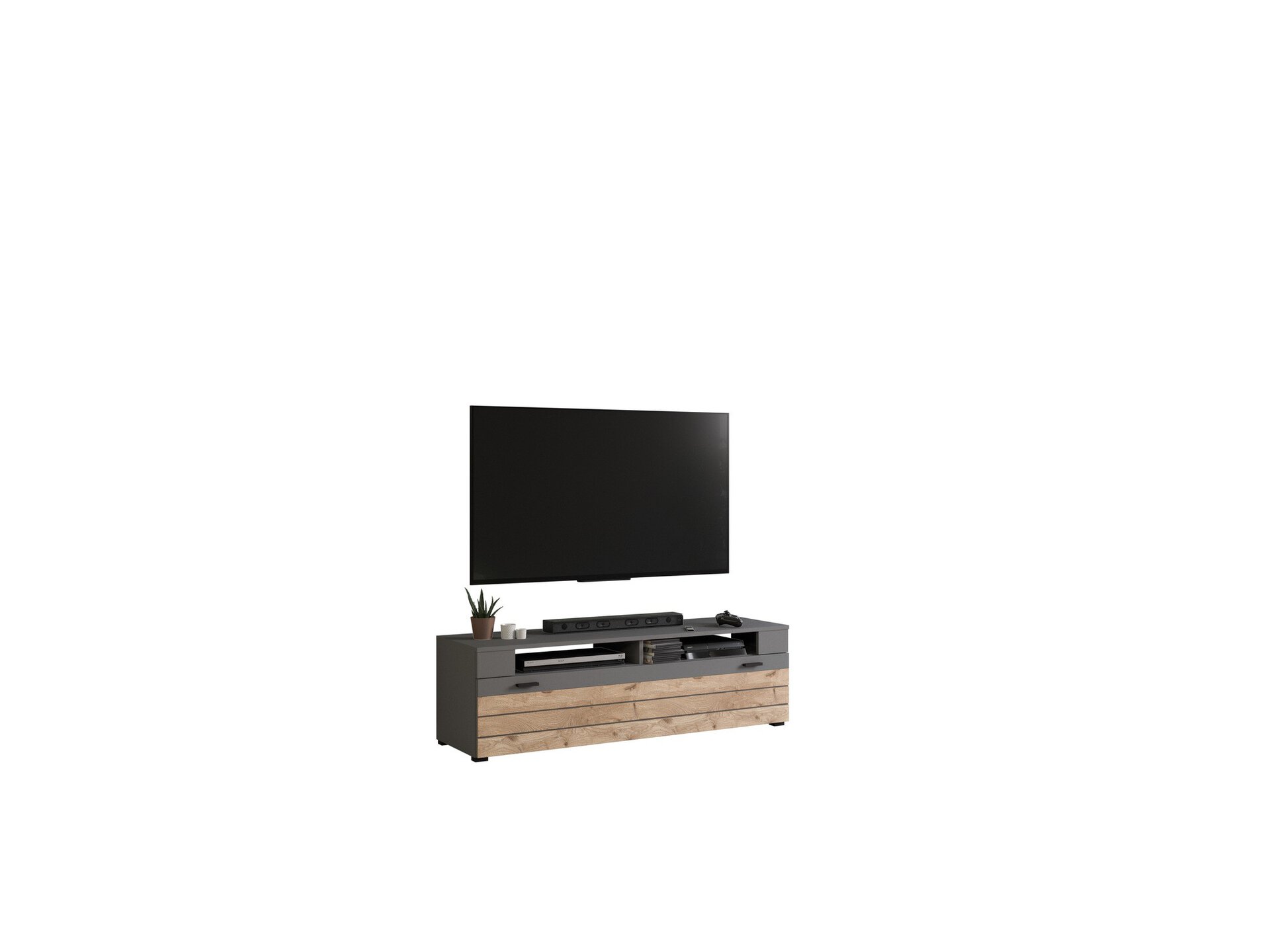 TV-Lowboard Holzwerkstoff grau ca. 140 cm | Möbel Inhofer