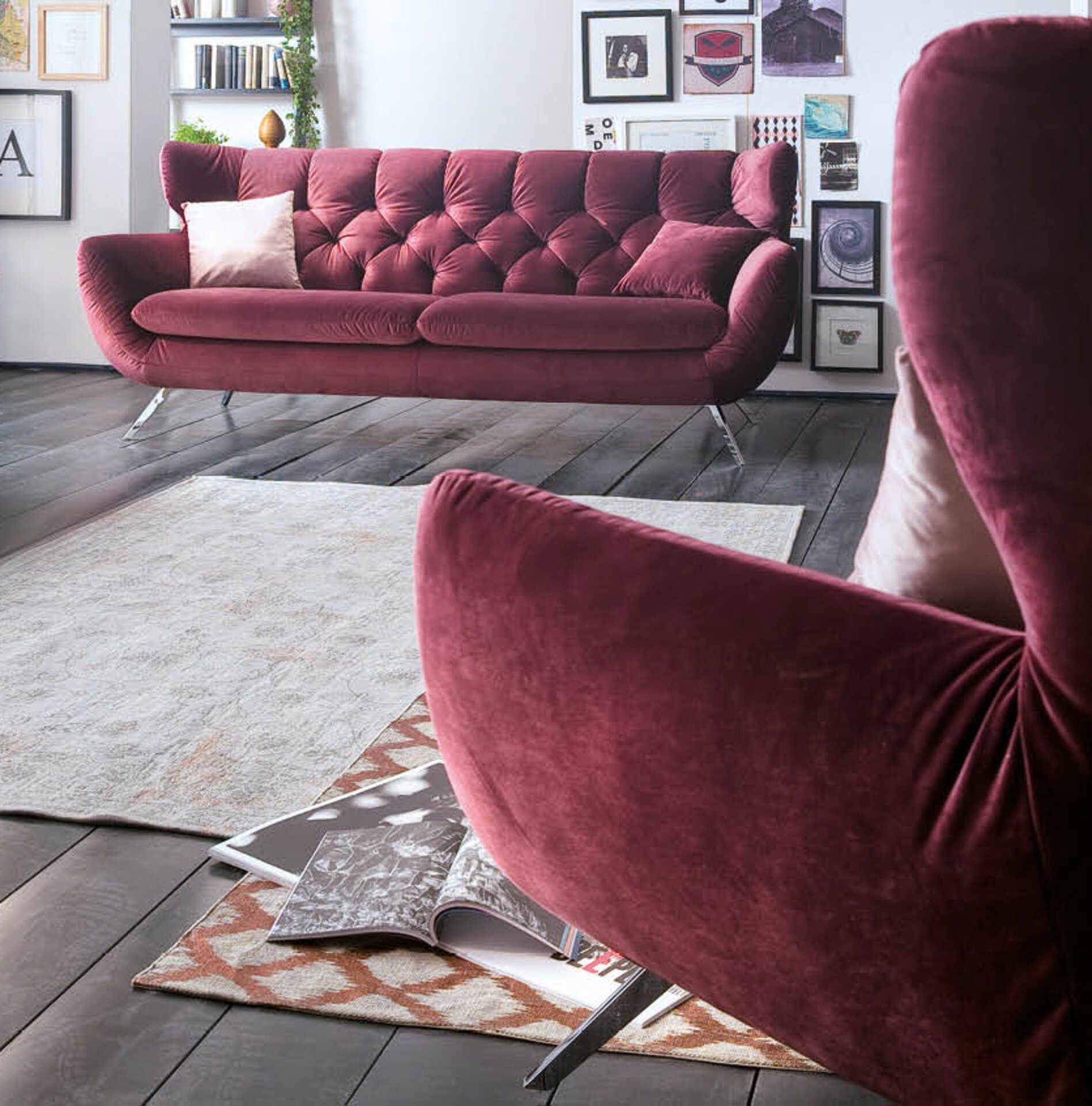 Sofa 2,5-Sitzer Polyester lila LASCONDO | Möbel Inhofer