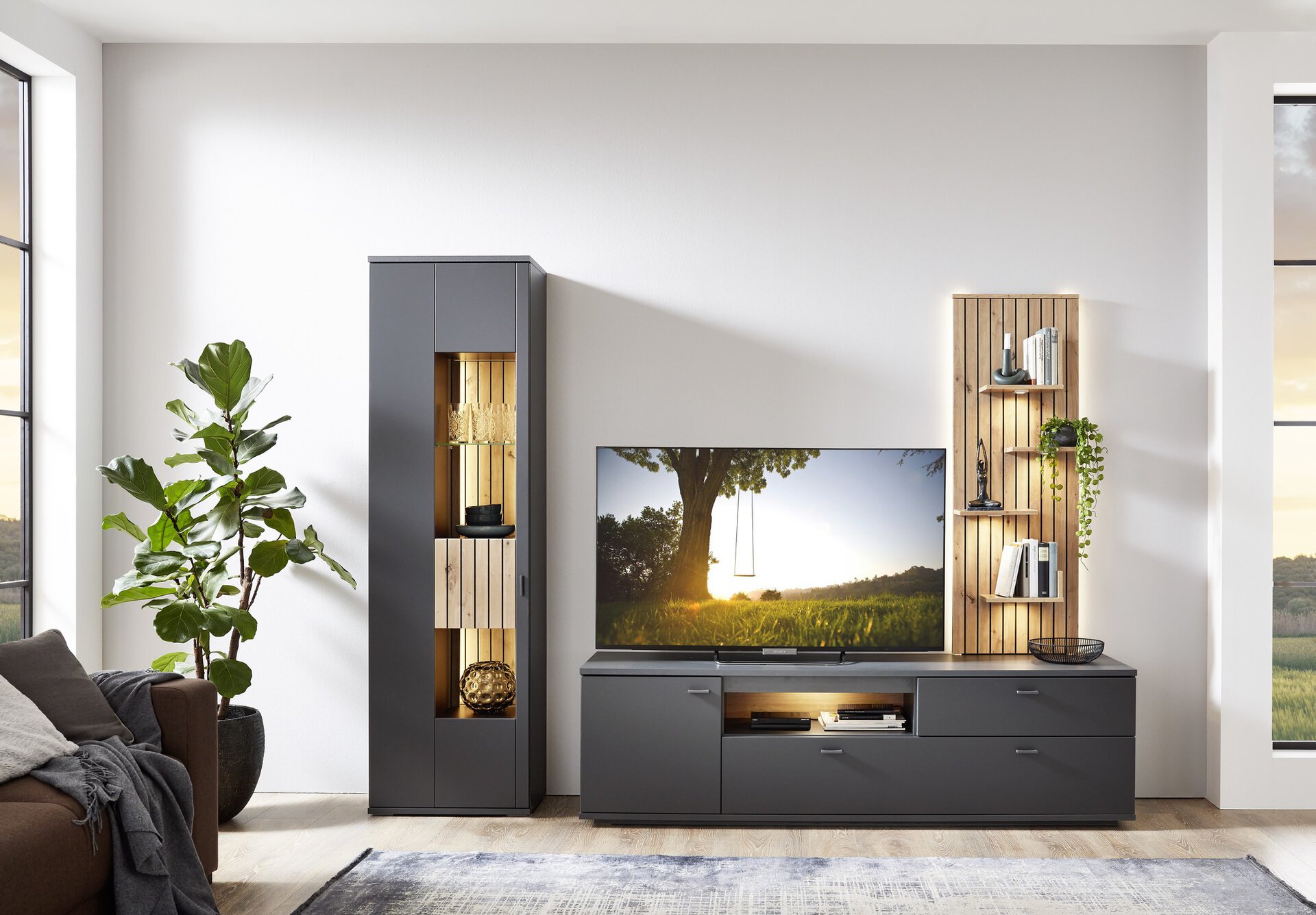 Wohnwand Ideal Holzwerkstoff mehrfarbig | Möbel Inhofer