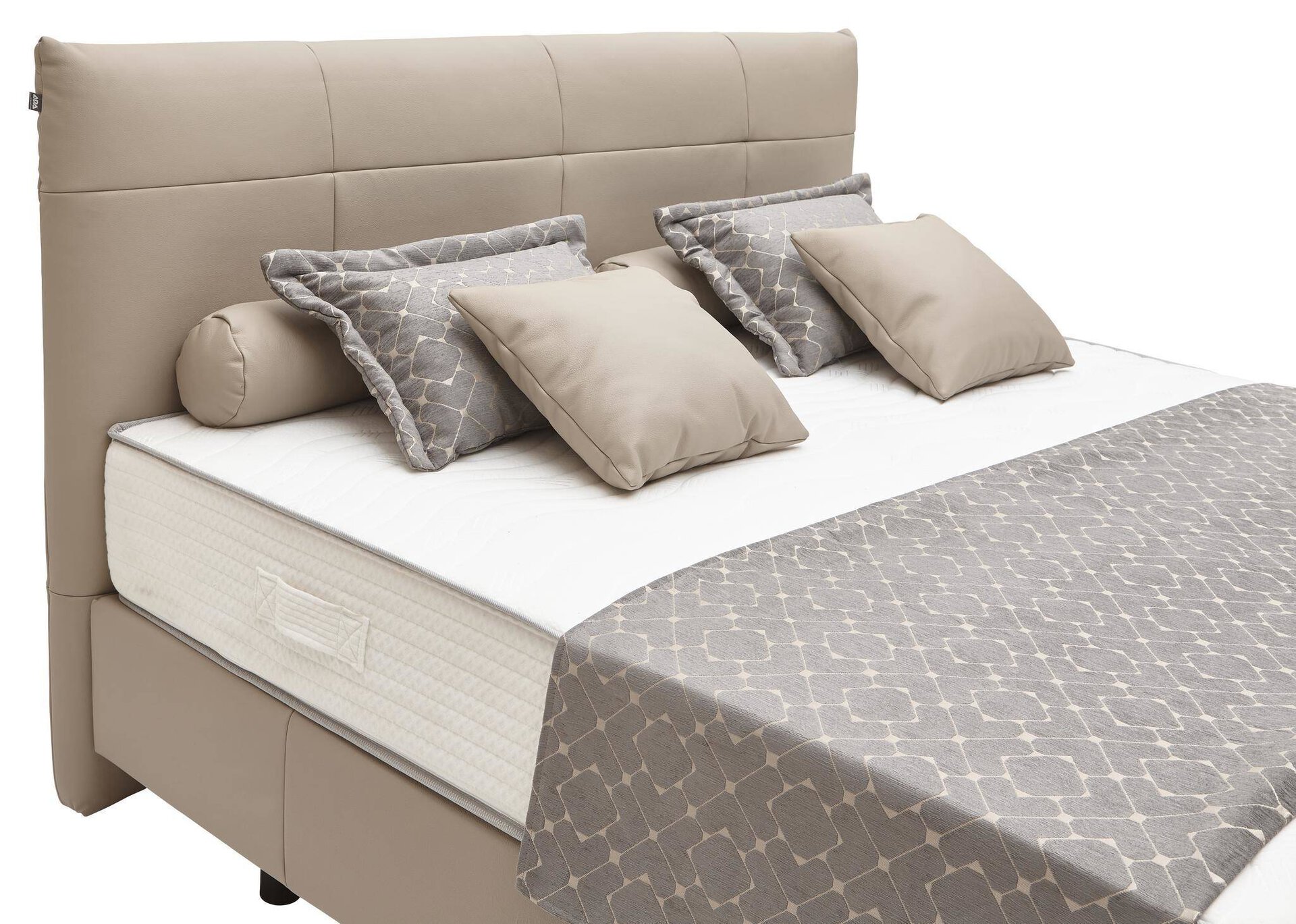Boxspringbett VIA PLUS MELENA VIA Leder beige ca. 213x119x188 cm ...