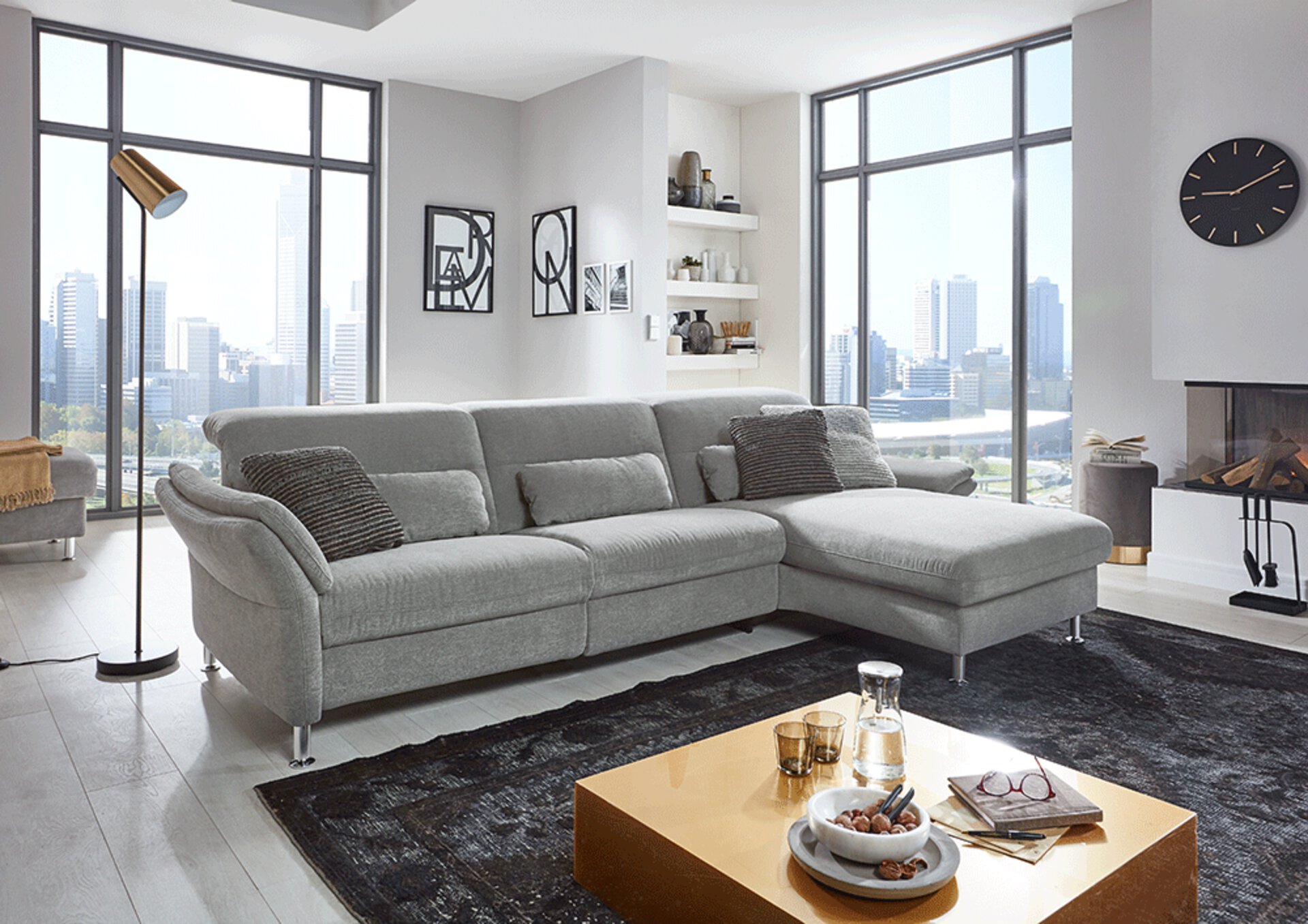 Ecksofa Polyester grau Systempolster | Möbel Inhofer